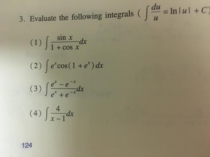 Solved Evaluate The Following Integrals integral Du u Ln Chegg