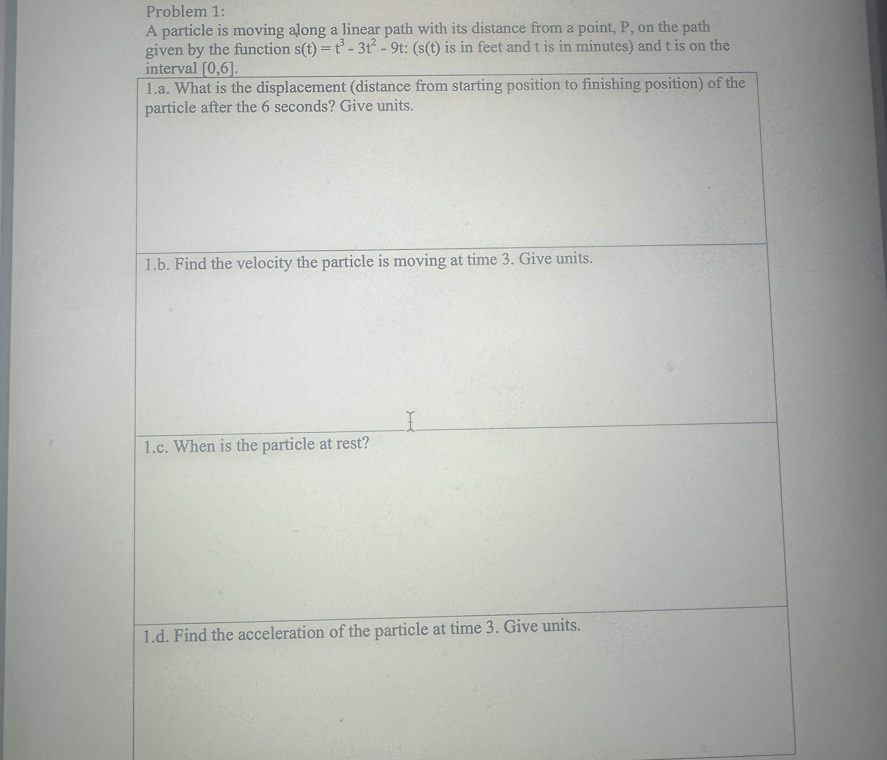 Solved Problem 1:A particle is moving along a linear path | Chegg.com
