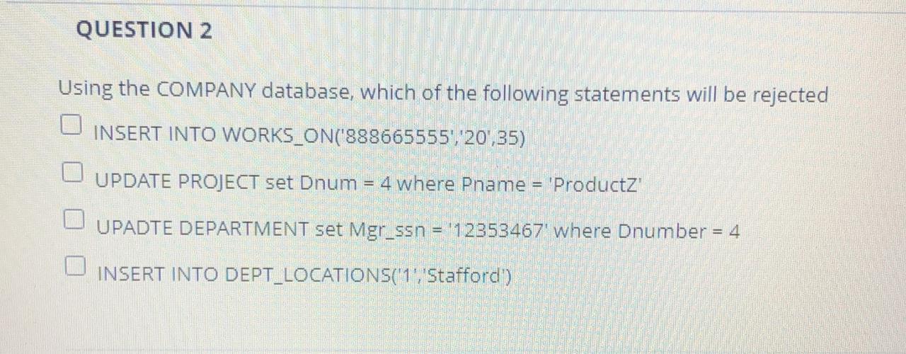 Solved Figure 3.6 One possible database state for the | Chegg.com