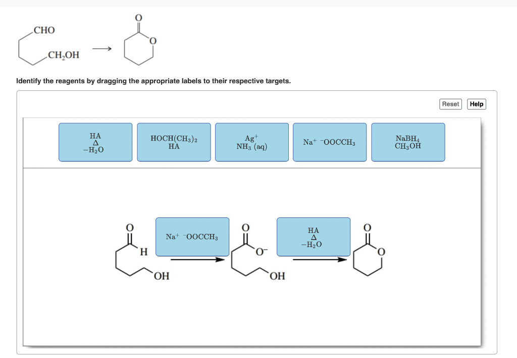 Solved CHO 3 CH,OH Identify the reagents by dragging the | Chegg.com