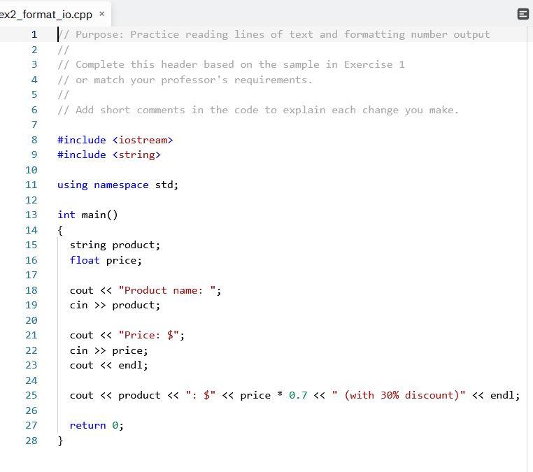 Solved Practice reading lines of text and formatting number | Chegg.com