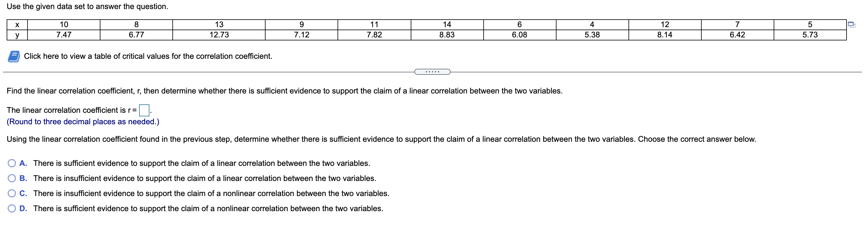 Solved Use the given data set to answer the question. Х 12 | Chegg.com