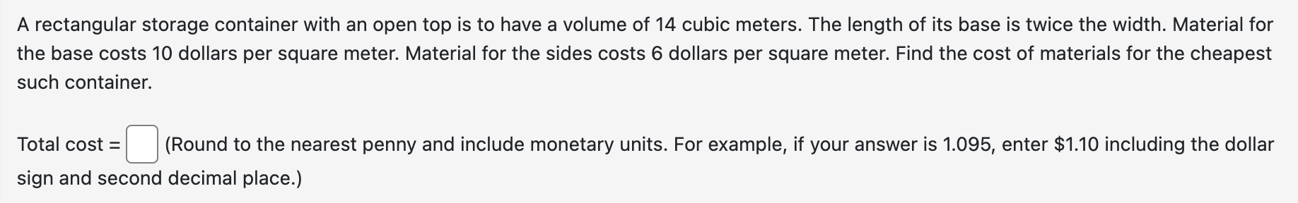 Solved A rectangular storage container with an open top is | Chegg.com