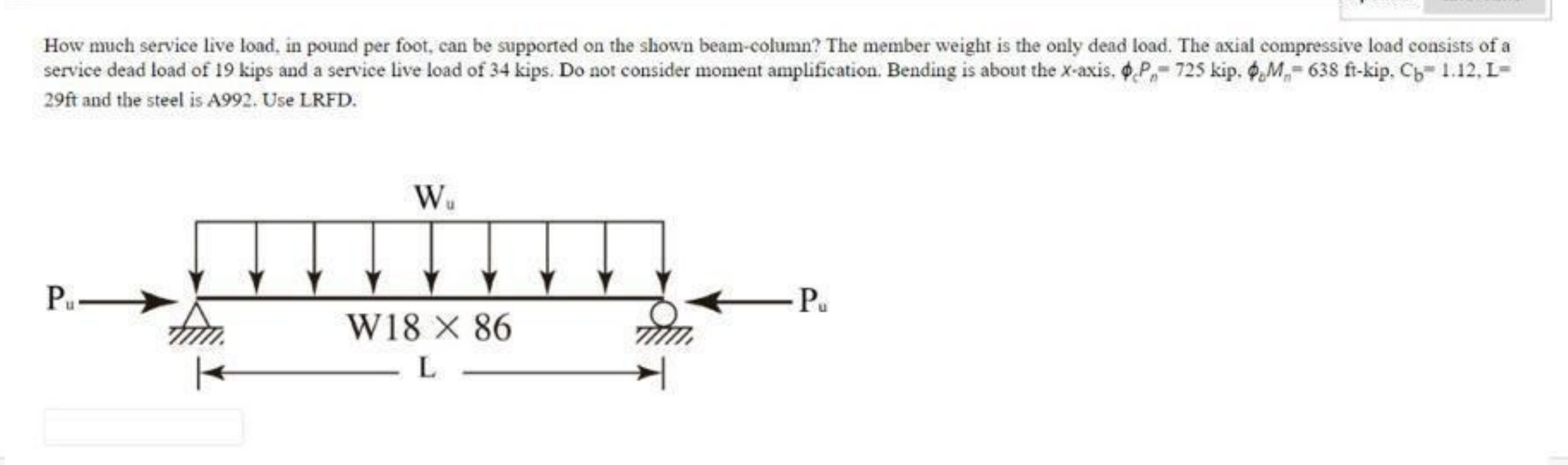 Solved How much service live load, in pound per foot, can be | Chegg.com