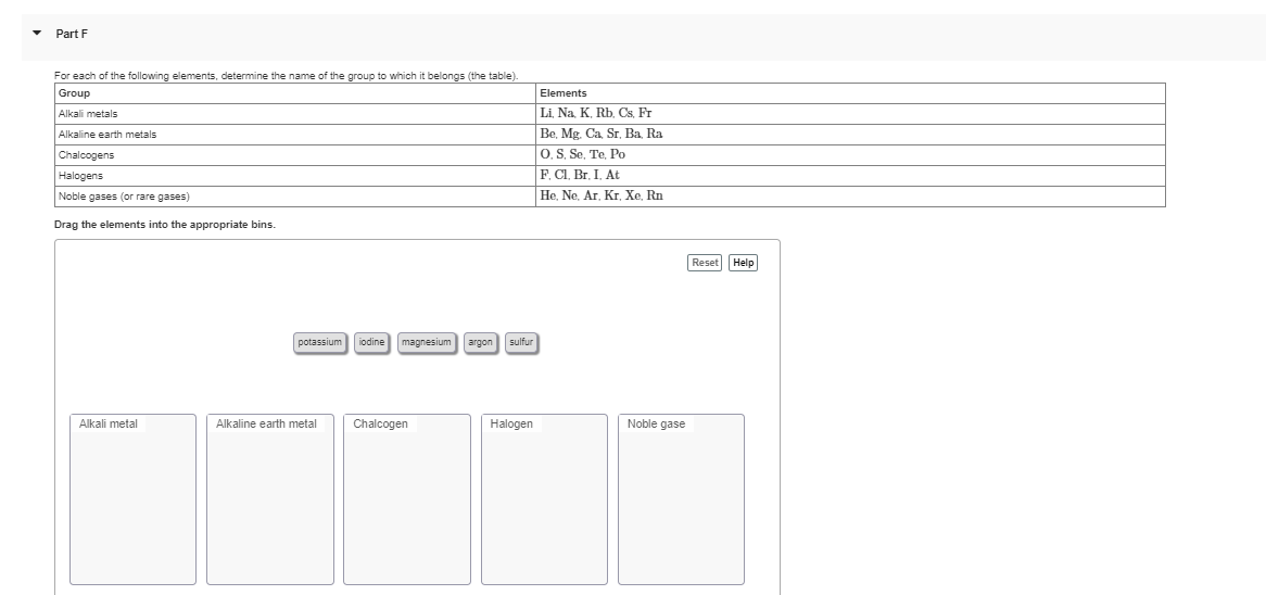 Solved Drag the elements into the appropriate bins. For | Chegg.com