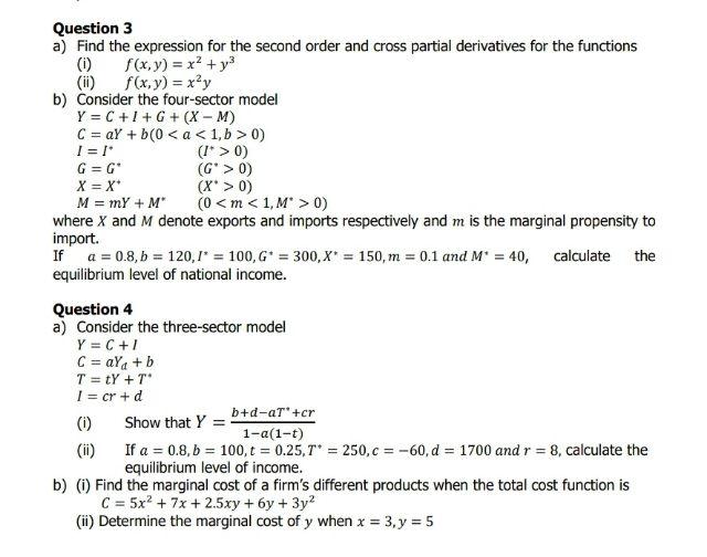 Solved = Question 3 a) Find the expression for the second | Chegg.com