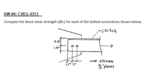 Compute the block shear strength (ϕRn) for each of | Chegg.com