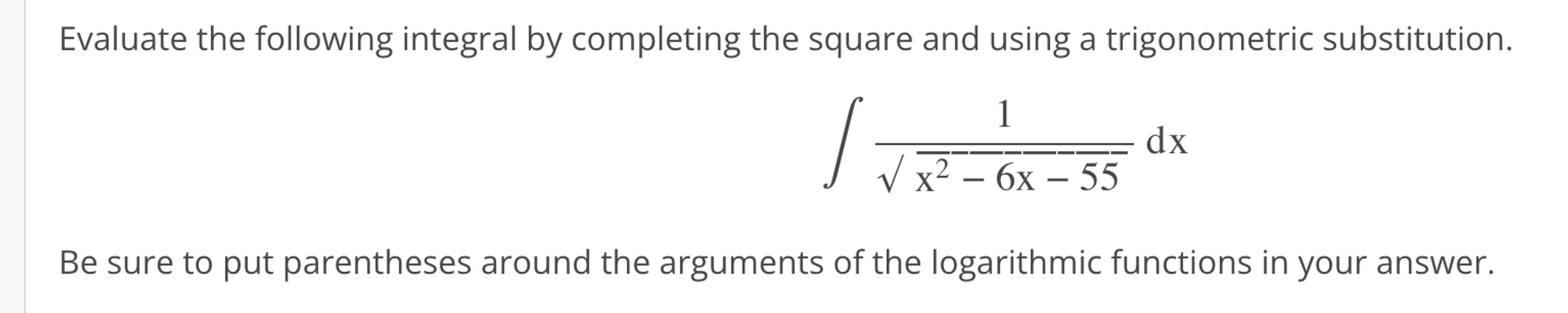 Solved Evaluate the following integral by completing the | Chegg.com
