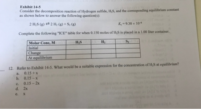 Solved Exhibit 14-5 Consider the decomposition reaction of | Chegg.com