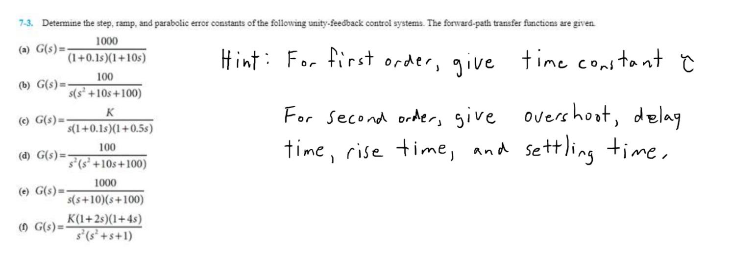Solved (a) G(s)=(1+0.1s)(1+10s)1000 Hint: For first order, | Chegg.com
