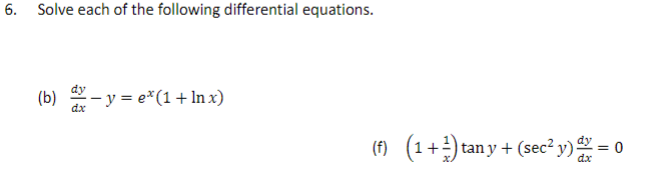 Solve each of the following differential equations. | Chegg.com