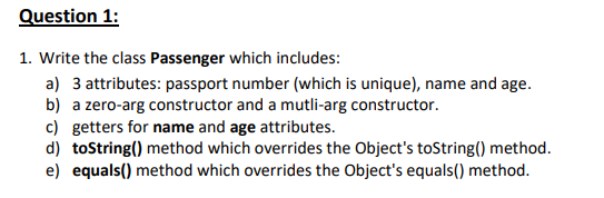 Solved 1. Write the class Passenger which includes: a) 3 | Chegg.com