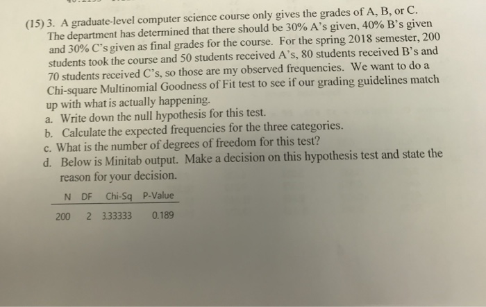 Solved (15) 3. A graduate-level computer science course only | Chegg.com