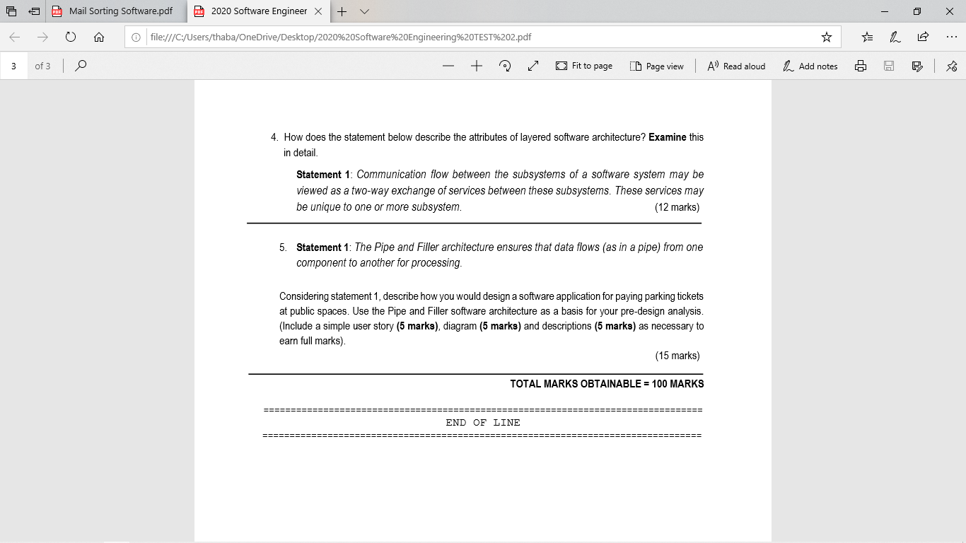 Mail Sorting Software.pdf 2020 Software Engineer X t | Chegg.com