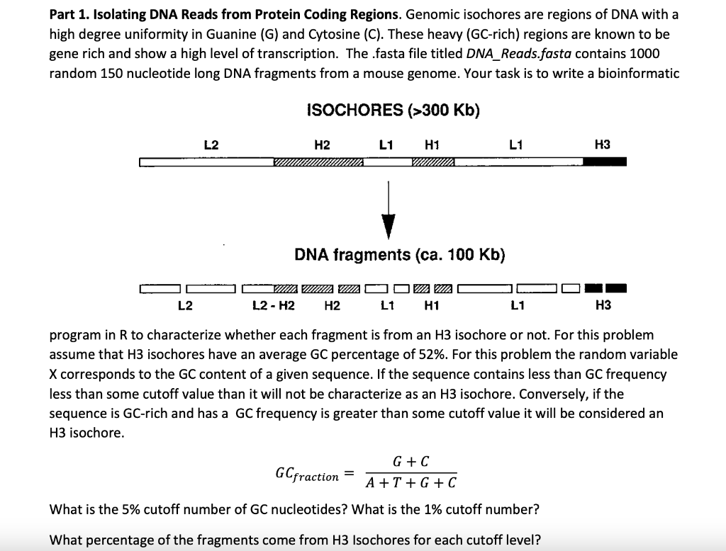 Part 1. Isolating DNA Reads from Protein Coding | Chegg.com