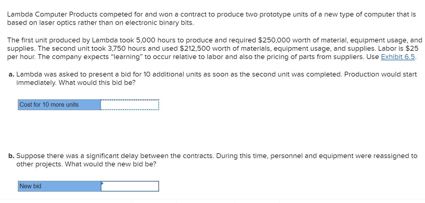 Solved Lambda Computer Products competed for and won a | Chegg.com