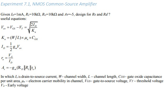 NMOS Common-Source Amplifier *Please use any | Chegg.com
