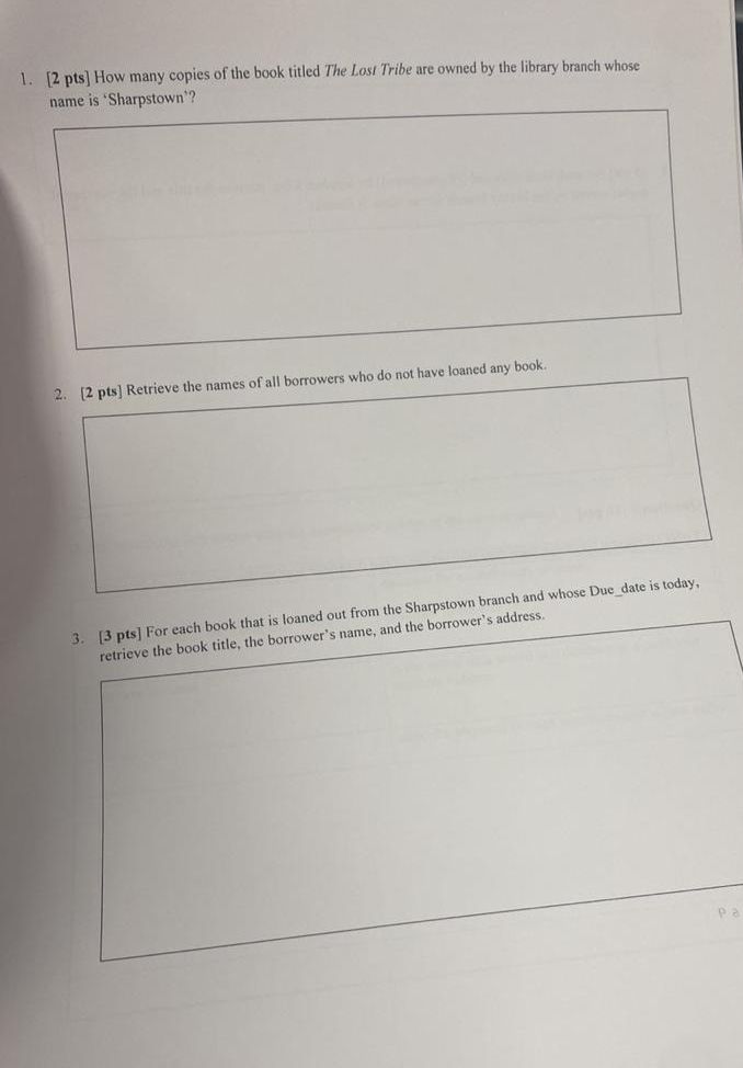 Solved Question 2 10 Pts Consider The Library Relational 