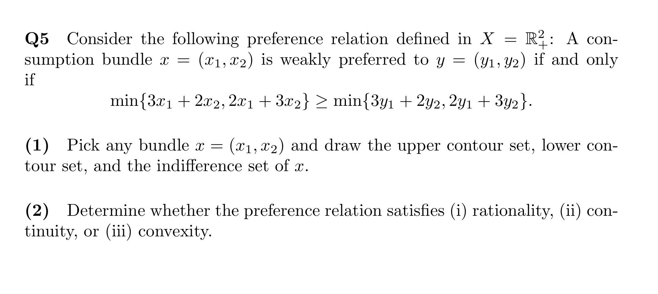 Solved Q5 Consider the following preference relation defined | Chegg.com