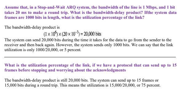 Solved Assume That In A Stop And Wait Arq System The