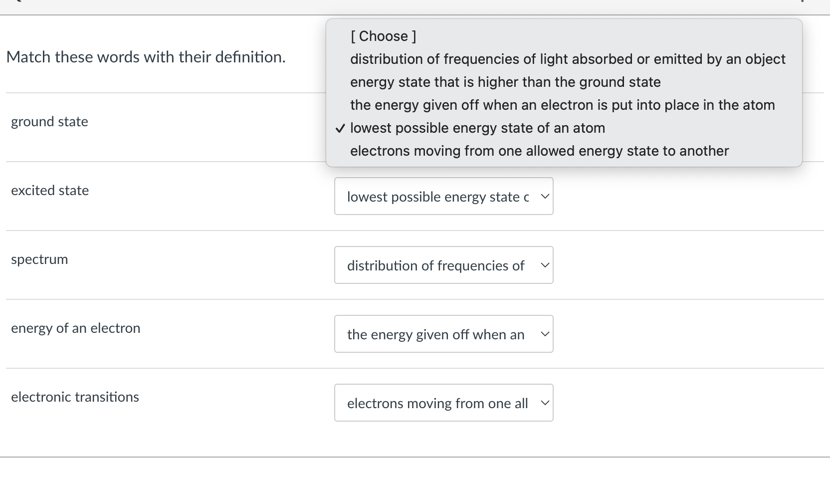 Solved [ Choose ] Match these words with their definition. | Chegg.com