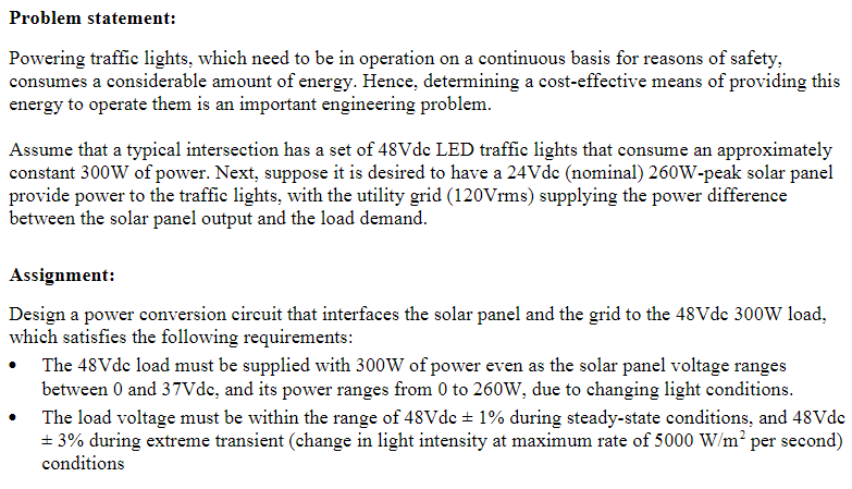 Problem statement: Powering traffic lights, which | Chegg.com