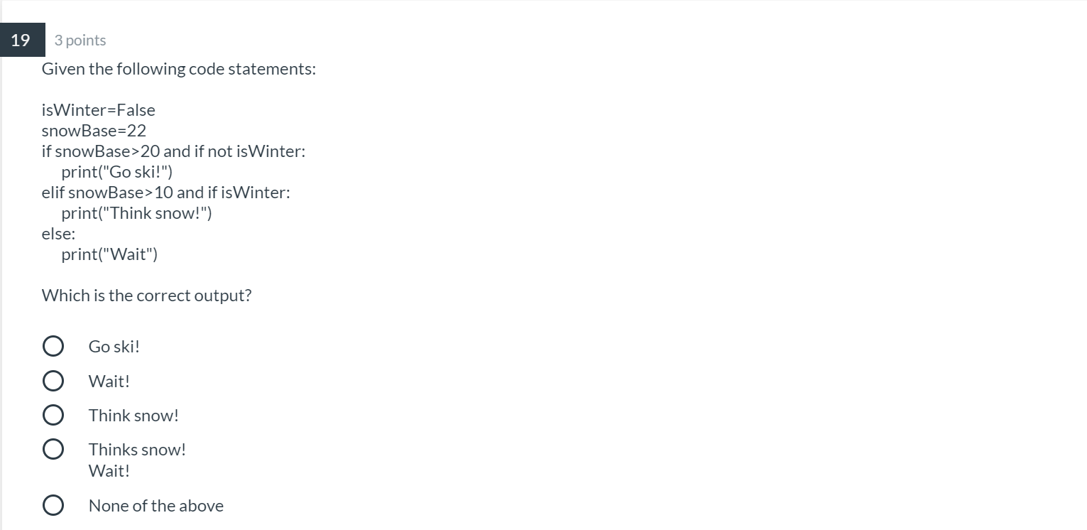 Solved 15 3 points Given the following code statements: | Chegg.com