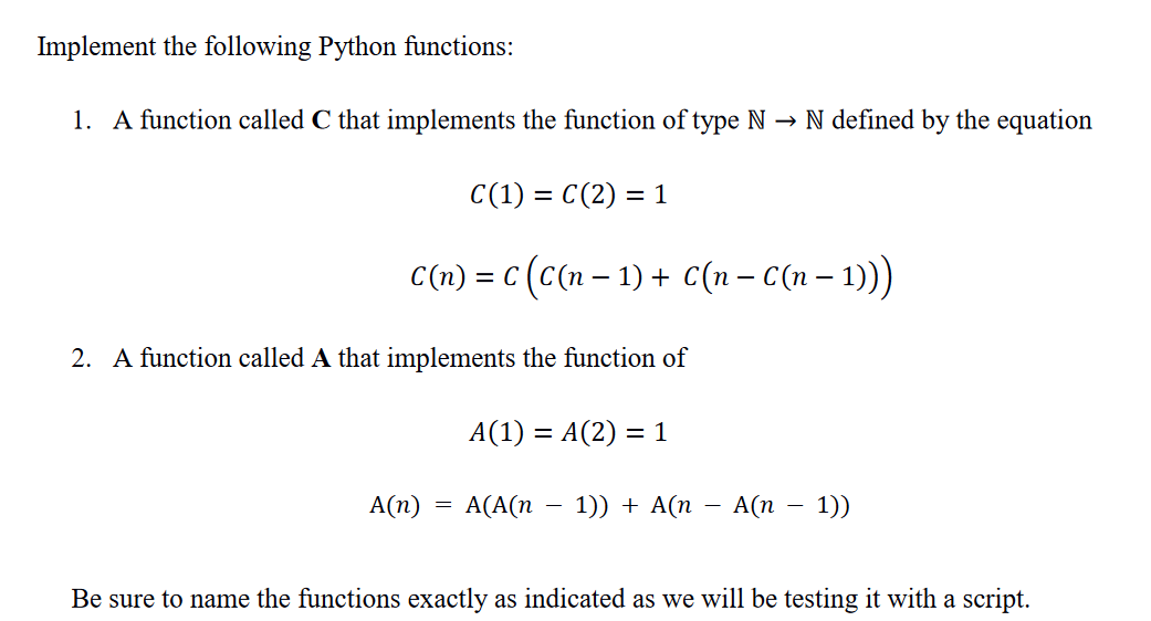 Solved Implement the following Python functions: 1. A | Chegg.com