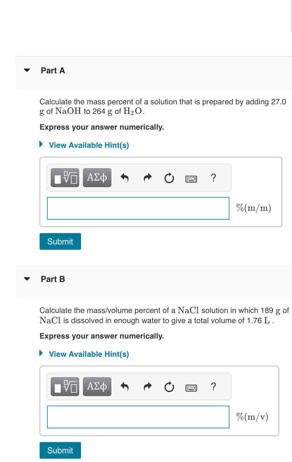 Solved Calculate the mass percent of a solution that is | Chegg.com