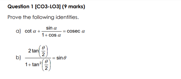 Solved Question 1 (CO3-L03] (9 marks) Prove the following | Chegg.com
