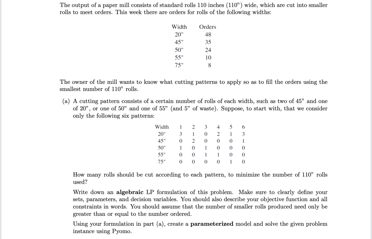 Solved It is okay if it can't be solved on pyomo. I just | Chegg.com Solved It is okay if it can't be solved on pyomo. I just | Chegg.com