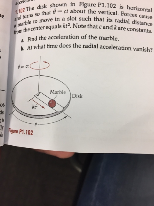 Solved Find the acceleration of the marble and at what time | Chegg.com