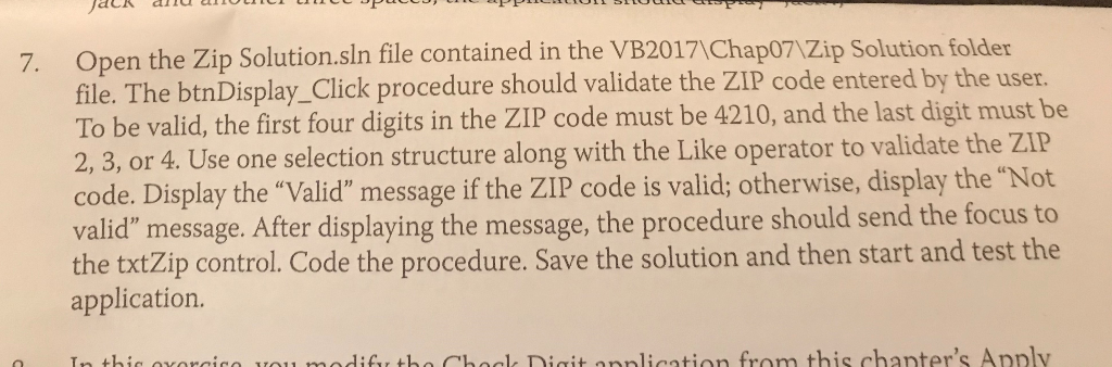 7. Open the Zip Solution.sln file contained in the | Chegg.com