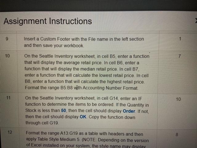 Assignment Instructions 9 Insert a Custom Footer | Chegg.com