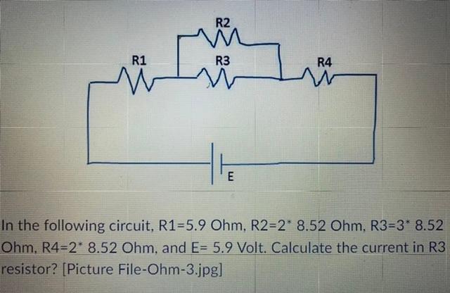 Solved In the following circuit, R1=5.9 Ohm, R2=2* 8.52 Ohm, | Chegg.com