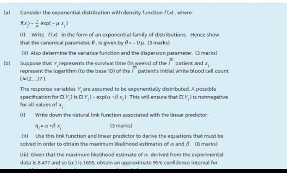 Solved (a) Consider the exponential distribution with | Chegg.com