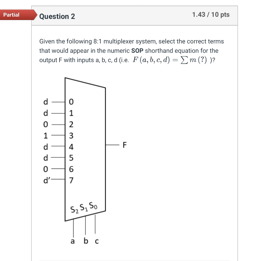 Solved Partial Question 2 1.43 / 10 pts Given the following | Chegg.com