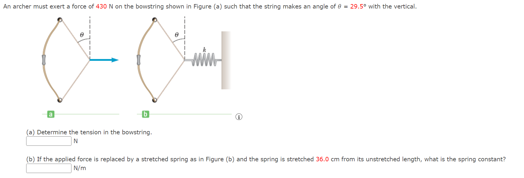 Solved archer must exert a force of 430 N on the bowstring | Chegg.com
