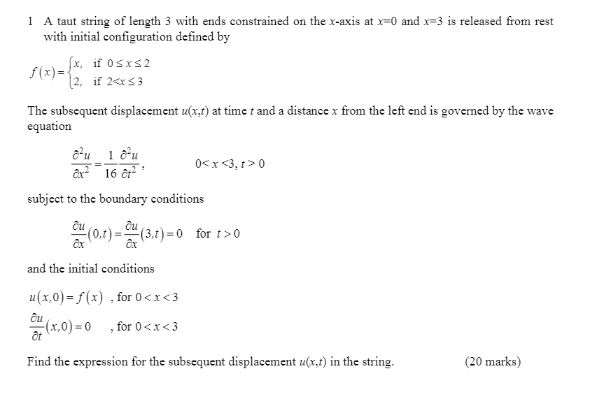 Solved 1 A taut string of length 3 with ends constrained on | Chegg.com
