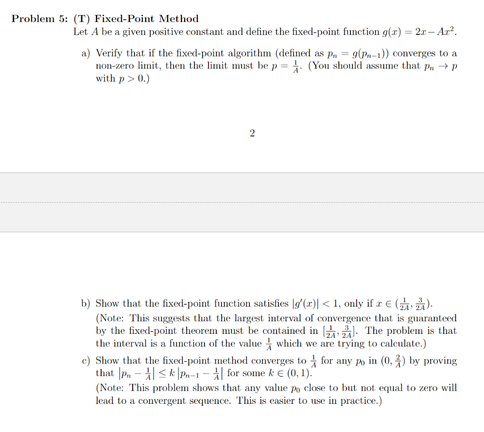 Solved (T) Fixed-Point Method Let A be a given positive | Chegg.com