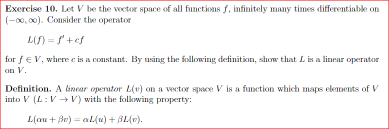 Solved Exercise 10 . Let V be the vector space of all | Chegg.com