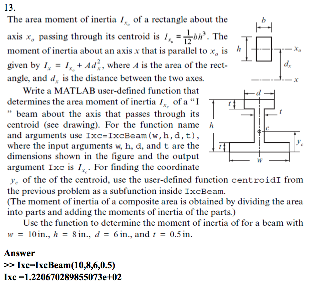 The area moment of inertia Ixo ﻿of a rectangle about | Chegg.com
