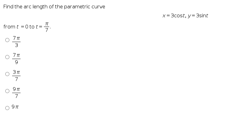 Solved Find the arc length of the parametric curve x=3cost, | Chegg.com