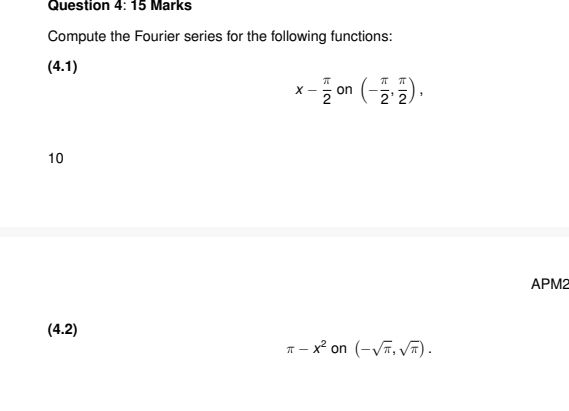 Solved Compute the Fourier series for the following | Chegg.com