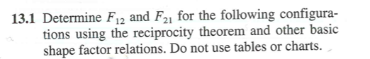 Solved 13.1 Determine F12 and F21 for the following | Chegg.com