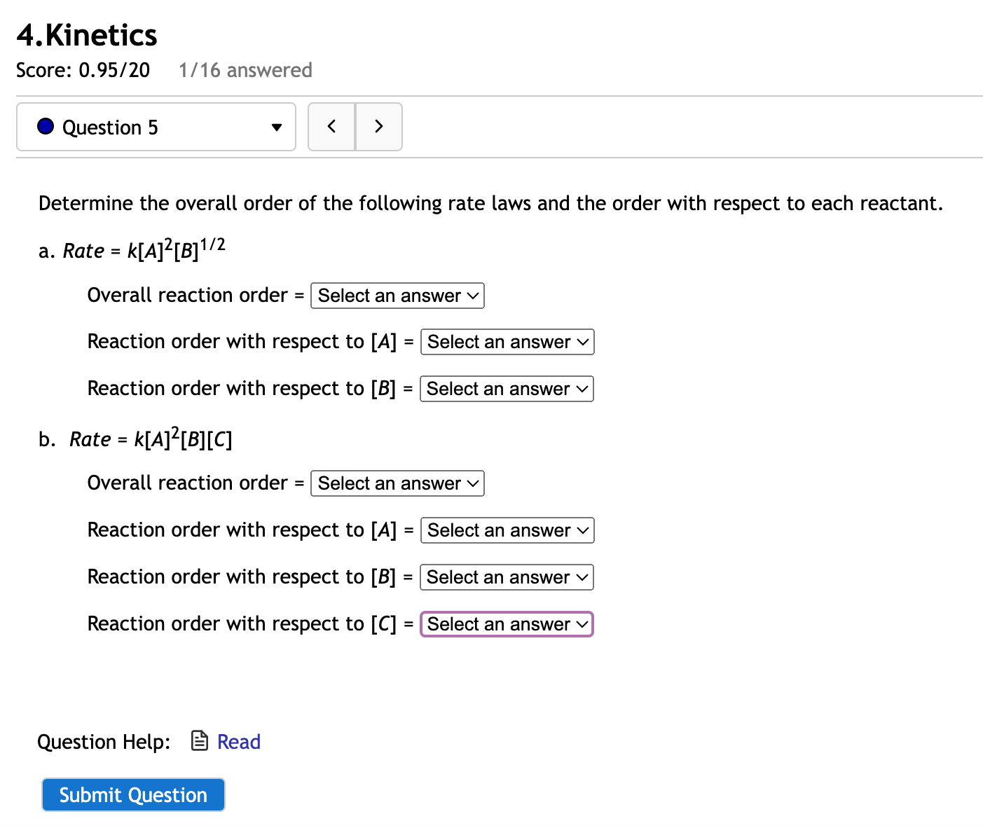 Solved Determine the overall order of the following rate | Chegg.com