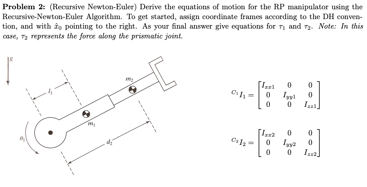Problem 2: (Recursive Newton-Euler) Derive the | Chegg.com Problem 2: (Recursive Newton-Euler) Derive the | Chegg.com