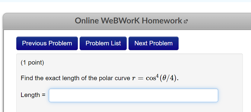 Solved Online WeBWork Homework (1 point) Find the exact | Chegg.com