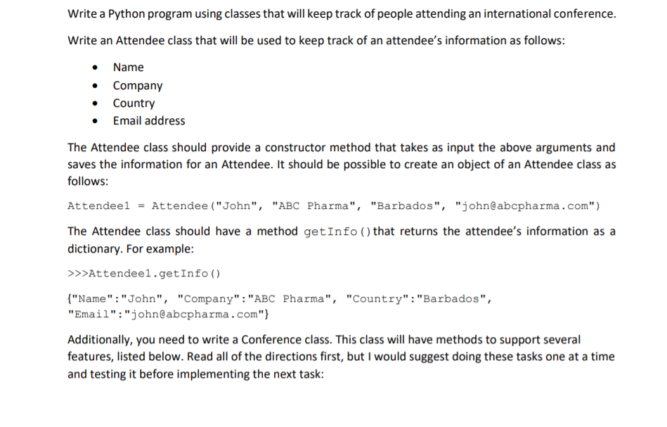 Solved Write A Python Program Using Classes That Will Keep 0187