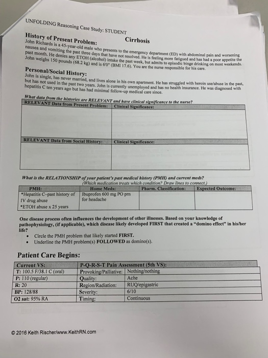 Solved — #3 Cirrhosis John Richards, 45 years old Primary | Chegg.com